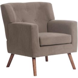 CLP Sessel Kioni mit Cordbezug, Polstersessel mit Armlehnen, Ohrensessel bis 150 kg, Relaxsessel, Fernsehsessel, Wohnzimmer