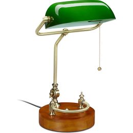 Relaxdays, Tischlampe, Bankerlampe (E27)