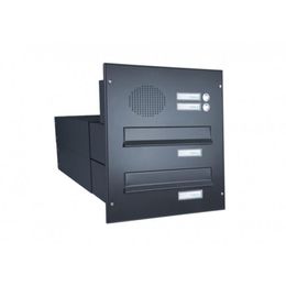 2er Mauerdurchwurf Briefkasten in RAL 7016 mit Busch-Jaeger Sprechanlage in anthrazit - B-042
