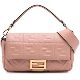 Fendi Hobo Bags - Zucca Embossed Leather Baguette Satchel - Gr. unisize - in Gold - f&uuml;r Damen