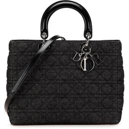 Christian Dior Hobo Bags - Large Denim Cannage Lady Dior - Gr. unisize - in Schwarz - f&uuml;r Damen