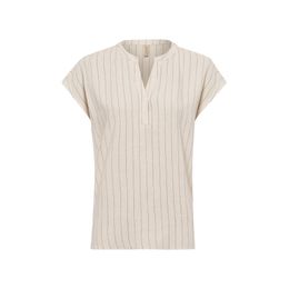 soyaconcept Blusenshirt mit Leinen-Anteil SC-Poula 1 in sand schwarz | Gr.: XL