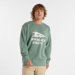 New Balance Sweatshirt 'Varsity Pennant' Herren Größe S pastellgrün / weiß