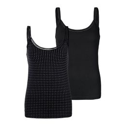 Lascana Unterhemd Damen Gr&ouml;&szlig;e XXS/XS schwarz / wei&szlig;