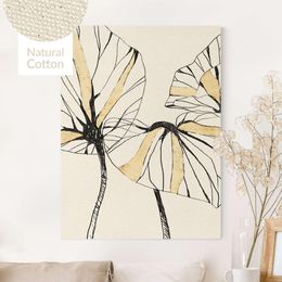 Leinwandbild Tropische Bl&auml;tter mit Gold II