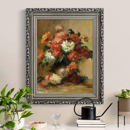 Gerahmtes Leinwandbild Auguste Renoir - Stillleben mit Dahlien