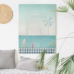 Bilderwelten Leinwandbild Henry Rivers Vintage Kunstdruck Reiseposter - Indien Leinwanddruck Hochformat - Wandbild modernes Bild auf Leinwand Schlafzimmer