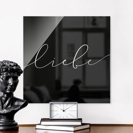 Bilderwelten Glasbild Liebe Kalligraphie Schwarz