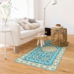 Bilderwelten Teppich Skandinavisches Muster Blau Creme