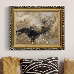 Bilderwelten Bild mit Barockrahmen Antik originell Abstrakt Barock gold - Goldener Treibsand I - edle Optik Wohnzimmer Schlafzimmer