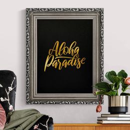 Bilderwelten Leinwandbild mit Barockrahmen Gold - Aloha Paradise auf Schwarz