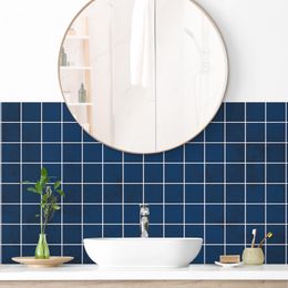 Bilderwelten Wandverkleidung Bad modern Fliesenoptik blau - Mosaik Beton Fliesen - Blau - wasserfest Wandpaneel statt Fliesen