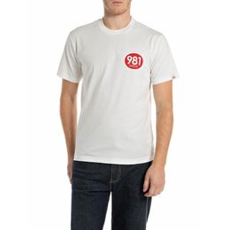 Replay T-Shirt mit 981-Print auf der Brust NATURAL WHITE XL XL Kurzarmshirt von Replay