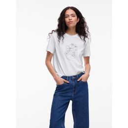Vila Kurzarmshirt &raquo;VINORA S/S T-SHIRT - NOOS&laquo; Bright White Detail:EMB JULIA BLACK BEAUTY S S Basic T-Shirt von Vila