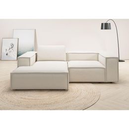 Places of Style Ecksofa »Watertown, kompakte L-Form, 246 cm breite für kleinere Räume« modernes Ecksofa mit Feincordbezug, platzsparend & bequem white