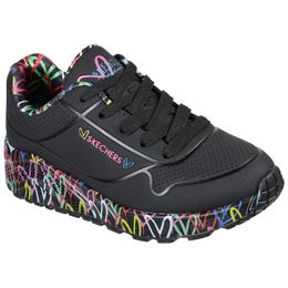 Skechers M&auml;dchen Sneaker &raquo;UNO LITE-LOVELY LUV&laquo; , Schn&uuml;rschuh mit bedruckter Sohle, Gr&ouml;&szlig;enschablone zum Download schwarz 34