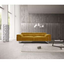 2,5-Sitzer Egoitaliano "Malika, Designsofa mit hohem Sitzkomfort, edel und bequem", gelb, B:216cm H:94cm T:107cm, Luxus-Micofaser Lederoptik (100% Polyester) ist ein neues technisches Gewebe mit einem visuellen und taktilen Aspekt, der dem Nubuk sehr nahe kommt, mit innovativen Eigenschaften. Seine au&szlig;erordentliche Weichheit kommt von einem exklusiven Produktionsprozess, der Unreinheiten und Unreg