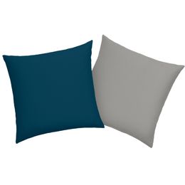 Kissenbezug my home "DESNER2", blau (marine, hellgrau), B:40cm L:40cm, Microfaser, Obermaterial: 100% Polyester, Kissenbezüge, Kissenhülle mit Wendeoptik
