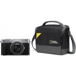Fujifilm X-E5 Silber + 23mm f2,8 + NG Schultertasche Klein Schwarz