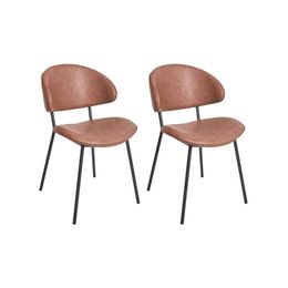 Beliani 2er-Set Esszimmerstuhl KIANA in Braun/Schwarz | Gr.: onesize