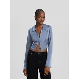 Bershka Bluse Damen Gr&ouml;&szlig;e XS taubenblau