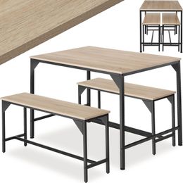 TecTake&reg; Sitzgruppe, 3-teilig, Industrial Style, mit h&ouml;henverstellbaren Kunststofff&uuml;&szlig;en