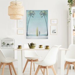 Bilderwelten Leinwandbild Henry Rivers Vintage Kunstdruck Reiseposter - California Leinwanddruck Hochformat Wandbild moderne Bilder auf Leinwand Flur