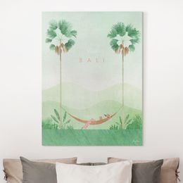 Bilderwelten Leinwandbild Stadt Illustration Kunstdruck gr&uuml;n - Reiseposter - Bali - Asia XXL Wohnzimmer Schlafzimmer