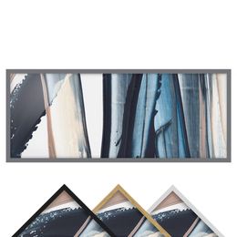 Bilderwelten Bild mit Rahmen Blau und Beige Streifen