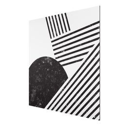 Bilderwelten Alu Dibond Outdoor Bild originell schwarz weiss Abstrakt wetterfest - Orthograph - Deko Wohnzimmer Schlafzimmer