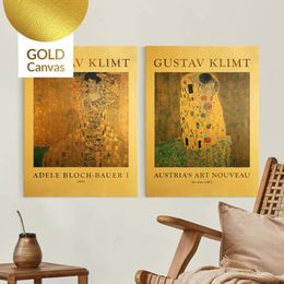 Bilderwelten Leinwandbild originell modern Kunstdruck gold - Gustav Klimt - Museumseditionen - Wandbild XXL Wohnzimmer Schlafzimmer