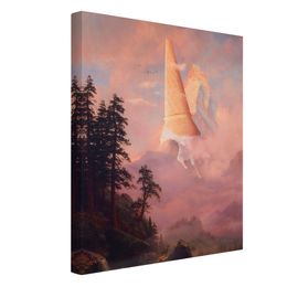 Bilderwelten Leinwandbild Natur Vintage Kunstdruck rosa - Eisberg - Landschaft XXL Wohnzimmer Schlafzimmer