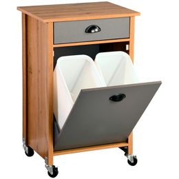 Kesper K&uuml;chenwagen "Rollwagen inkl. Abfalleimer, oak, FSC", B/H/T: 50cm x 79cm x 37cm, braun, Rollwagen