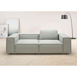 2-Sitzer Places of Style, B:246cm H:68cm T:118cm, silber, 100% Polyester, Sofas, "Watertown, modernes Sofa 246 cm breit, auch in Feincord",