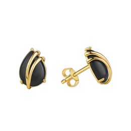 Vivance Damen Paar Ohrstecker "375/- Gelbgold glanz Onyx", one-size, Gold, gelb, Gold, Ohrringe