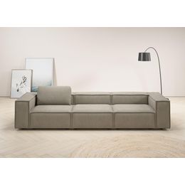 3,5-Sitzer Places of Style, B:336cm H:68cm T:98cm, grau, 100% Polyester, Sofas, "Watertown, modernes Big-Sofa XXL, 336 cm Breite, auch in Feincord",