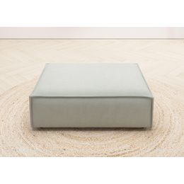 Polsterhocker Places of Style, B:90cm H:43cm T:120cm, silber, 100% Polyester, Hocker, "Watertown, XXL Hockerbank passend zum Sofa - ideal als