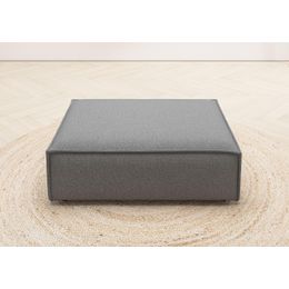 Polsterhocker Places of Style, B:90cm H:43cm T:120cm, grau, 100% Polyester, Hocker, "Watertown, XXL Hockerbank passend zum Sofa - ideal als