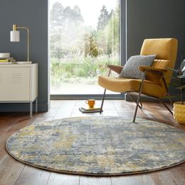 Teppich FLAIR RUGS, H:10mm Ø:160cm, gelb, Kunstfaser, Wohnzimmer, Teppiche, "Wonderlust"