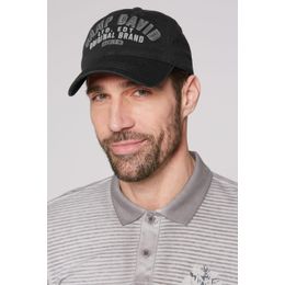 CAMP DAVID Herren Baseball Cap, schwarz, bestickt, Baumwolle, Caps, mit Klett-Verschluss