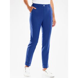 Inspirationen Damen Bügelfaltenhose, blau, Gr. 52, unifarben, 77% Polyester, 20% Viskose, 3% Elasthan, Hosen