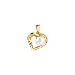 Vivance Damen Kettenanh&auml;nger "925/- Sterling Silber vergoldet Herz S&uuml;&szlig;wasserperle", one-size, Silber 925 (Sterlingsilber), 1,8 g, gelb, Silber 925
