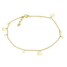 Vivance Damen Fu&szlig;kette "925/- Sterling Silber vergoldet Pl&auml;ttchen", 23+3cm, Silber 925 (Sterlingsilber), gelb, Silber 925 (Sterlingsilber), Fu&szlig;ketten