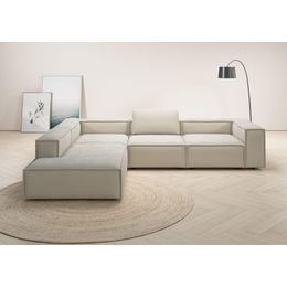 Ecksofa Places of Style, B:331cm H:68cm T:261cm, beige, 100% Polyester, Wohnzimmer, Sofas, "Watertown moderne L-Form", Breite 311 cm