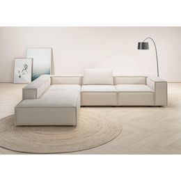 Ecksofa Places of Style, B:331cm H:68cm T:261cm, beige, 100% Polyester, Wohnzimmer, Sofas, "Watertown moderne L-Form", Breite 311 cm
