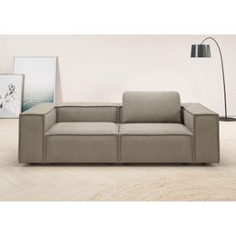 2-Sitzer Places of Style, B:246cm H:68cm T:98cm, grau, 100% Polyester, Sofas, "Watertown, modernes Sofa 246 cm breit, auch in Feincord", stilvolles