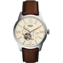 Fossil Herren Automatikuhr "TOWNSMAN Automatic", braun, Armbanduhren, Armbanduhr, Herrenuhr, Mechanische Uhr, Lederarmband, analog