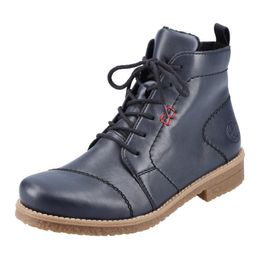 Rieker Damen Schnürstiefelette, Gr. 43, blau, Lederimitat, Schuhe, mit honigfarbener Laufsohle