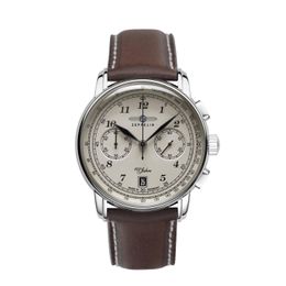 Zeppelin Herren Chronograph "100 Jahre", braun, Armbanduhren, Quarzuhr, Armbanduhr, Herrenuhr, Made in Germany, Lederarmband