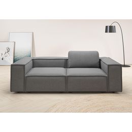 2-Sitzer Places of Style, B:246cm H:68cm T:118cm, grau, 100% Polyester, Sofas, "Watertown, modernes Sofa 246 cm breit, auch in Feincord", stilvolles